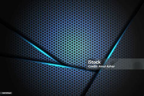 추상적인 블루 라이트 슬래시 삼각형 블랙 에 육각 메쉬 디자인 현대 럭셔리 미래 기술 배경 벡터 일러스트 0명에 대한 스톡 벡터 아트 및 기타 이미지 Istock