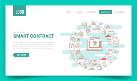 Premium Vector Smart Contract Concept With Circle Icon For Website Template Or Landing Page
