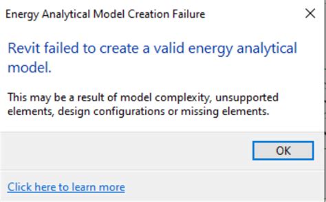 Failed To Create A Valid Energy Analytical Model When Generating Analysis In Revit