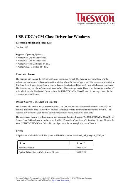 Usb Cdcacm Class Driver For Windows