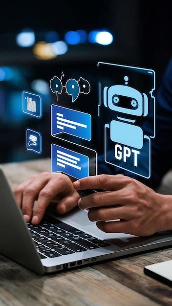 Man Using Laptop Or Smartphone With Chat Gpt Chat With Artificial