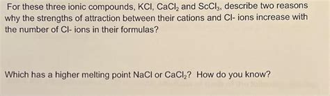 Solved For These Three Ionic Compounds KCl CaCl And ScCl Chegg Com