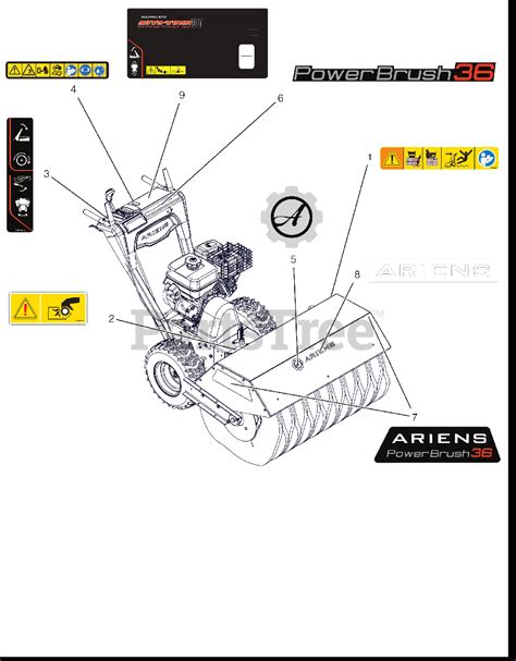 Ariens 926062 Ariens 36 Power Brush Subaru SN 002000 Above Decals Parts Lookup With