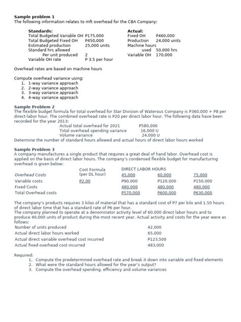 Sample Problems Oh Variance Pdf Variance Statistical Analysis