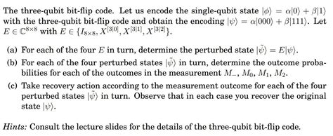 Solved The Three Qubit Bit Flip Code Let Us Encode The