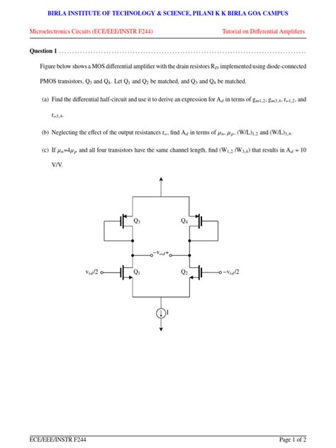 Tutorial 2 Pdf Amplifier Mosfet