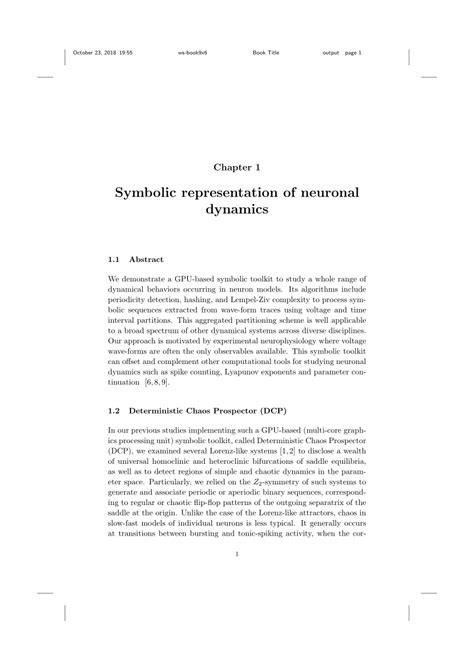 Pdf Symbolic Representation Of Neuronal Dynamics