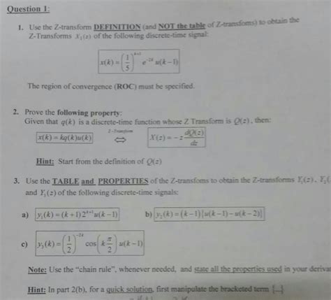 Solved Use The Z Transform Definition And Not The Table Of