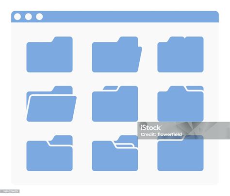 폴더 모양 아이콘이 있는 데스크톱 인터페이스 창 격리된 간단한 Ui 벡터 플랫 일러스트 레이 션 그래픽 사용자 인터페이스에 대한