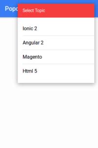 Ionic 2 Popover Example Controller Template Demo