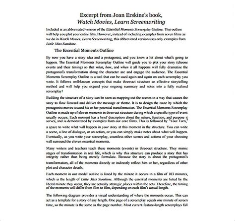 Sample Screenplay Outline Template Room Surf Com