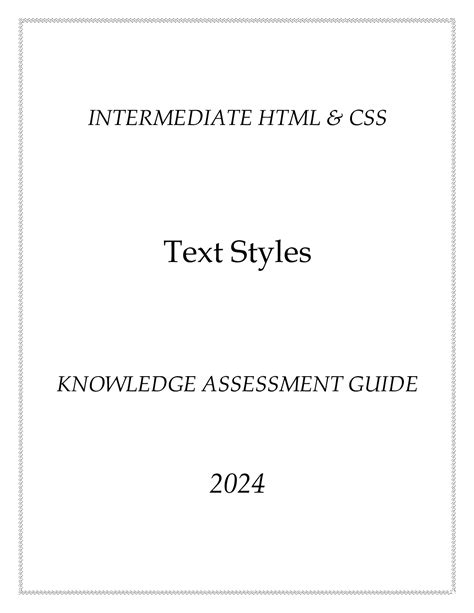 Intermediate Html And Css Text Styles Knowledge Assessment Guide 2024