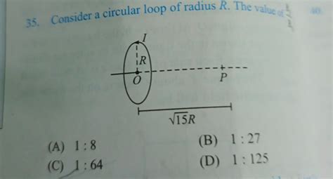 35 Consider A Circular Loop Of Radius R The Value 1a 18b 12