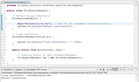 Java Interview Question And Answers On This Keyword Benchresourcesnet