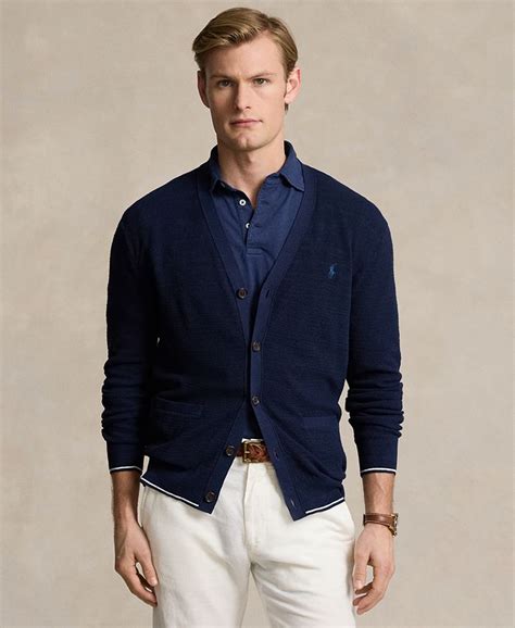 Polo Ralph Lauren Mens Textured Cotton Linen V Neck Cardigan Macys