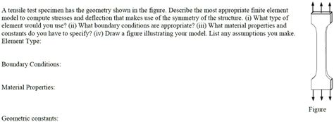 A Tensile Test Specimen Has The Geometry Shown In The Figure Describe The Most Appropriate
