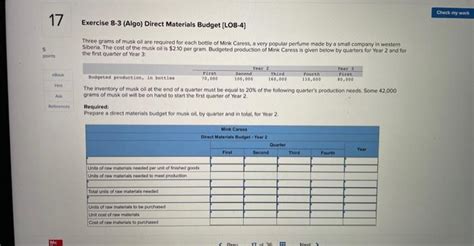 solved exercise 8 3 algo direct materials budget [lo8 4]