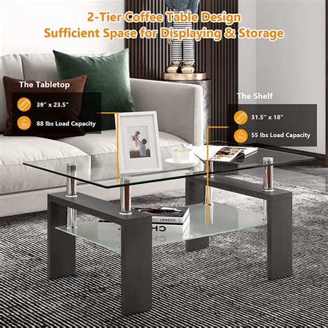 Buy Powerstone Rectangle Glass Coffee Table For Living Room Shelf
