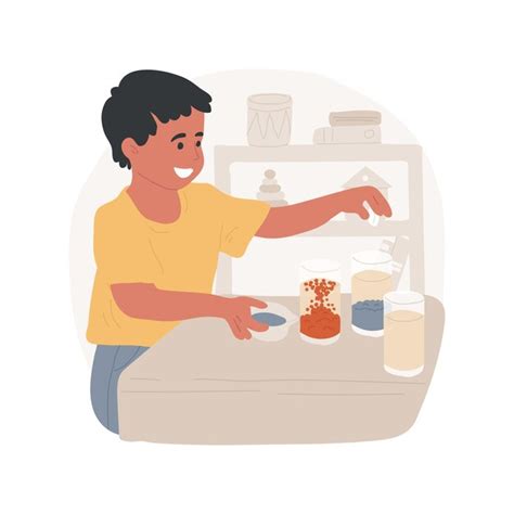 용암 램프 실험 절연 만화 벡터 일러스트 레이 션 프리미엄 벡터