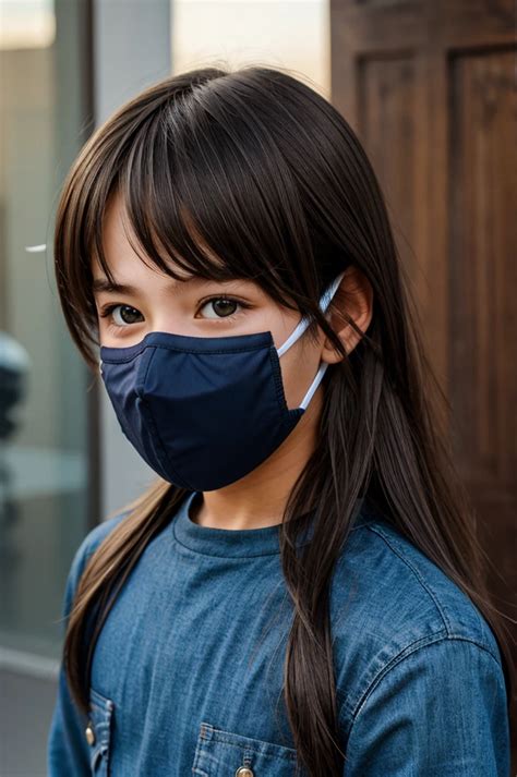 마스크와 긴 머리를 가진 소년 Seaart Ai