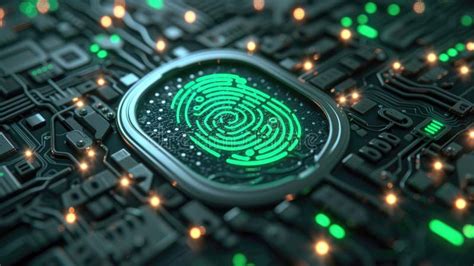 Digital Green Fingerprint Identification On A High Tech Circuit Board