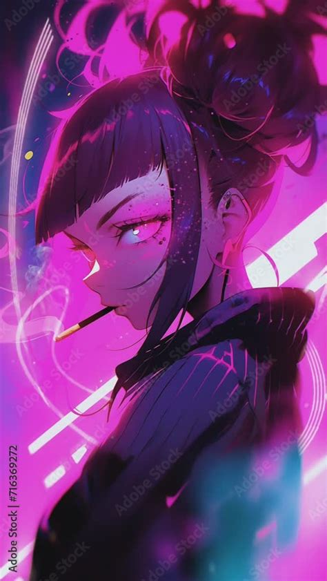 Anime Girl Smoking Cigarette Stock Video Adobe Stock