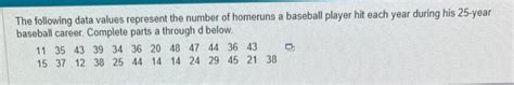 solved the following data values represent the number of