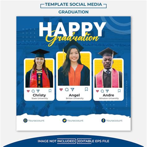 졸업 소셜 미디어 인스타그램 템플릿 프리미엄 벡터