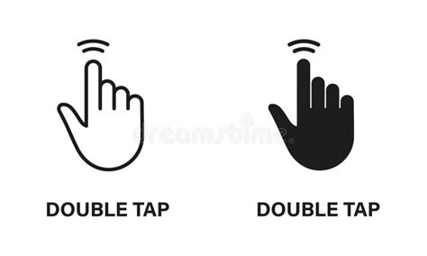 Double Click Gesture Hand Cursor Of Computer Mouse Line And Silhouette