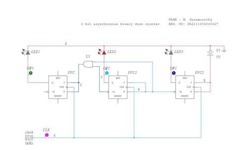 3 Bit Asynchronous Binary Down Counter 1 Multisim Live
