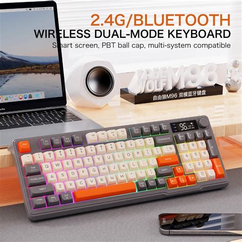 Codm Wireless Bluetooth Dual Mode Mechanical Feel Keyboard Pbt Ball Cap With Display Knob