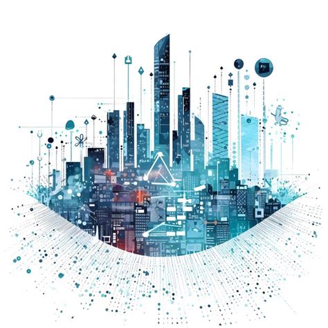 Premium Photo Abstract Cityscape With Lines And Dots In The Shape Of Eye Generative Ai