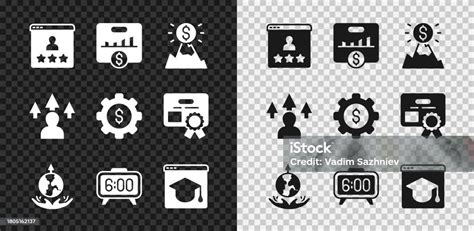 고객 제품 평가 핵심 성과 지표 깃발이 있는 산 세계 확장 디지털 알람 시계 온라인 교육 프런트 엔드 개발 및 기어 달러