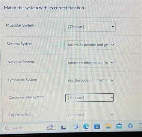 Solved Match The System With Its Correct Function Search [others]