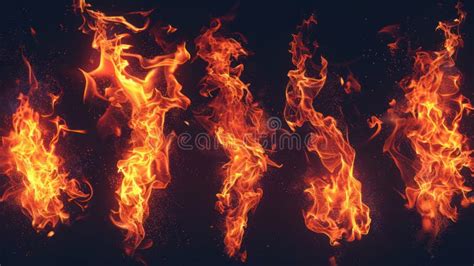 Fiery Inferno Background Realistic Flame Effect Bundle Stock Illustration Illustration Of