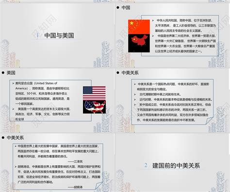 灰色简约风浅中美关系之中美关系的历史现状与发展方向pp中美关系ppt下载 觅知网