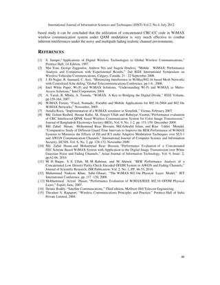 PERFORMANCE OF WIMAX PHYSICAL LAYER WITH VARIATIONS IN CHANNEL CODING AND DIGITAL MODULATION