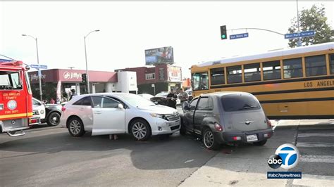 Inglewood Multi Vehicle Crash Involving School Bus Leaves 10 People