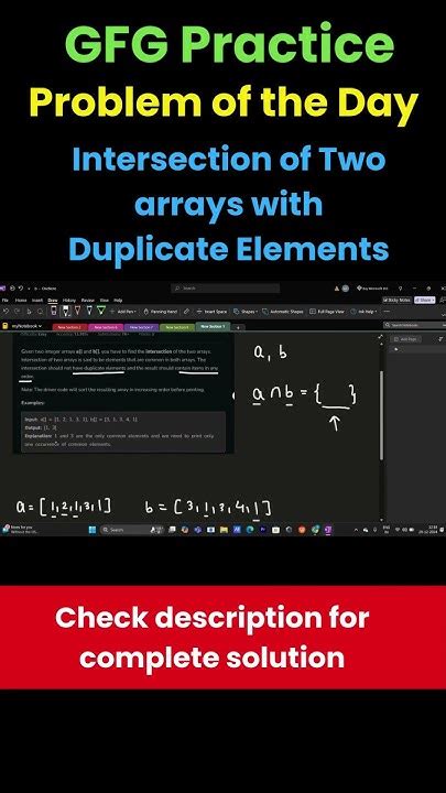 Intersection Of Two Arrays With Duplicate Elements Gfg Gfgalgorithms