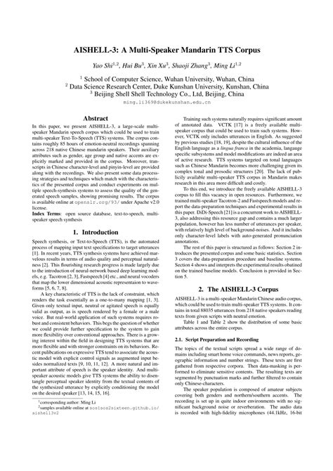 Pdf Aishell 3 A Multi Speaker Mandarin Tts Corpus