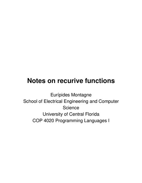 Recursive Functions Lecture Slides Cop 4020 Docsity