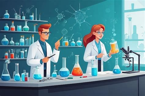 Premium Photo Modern Flat Design Female And Male Scientist Characters