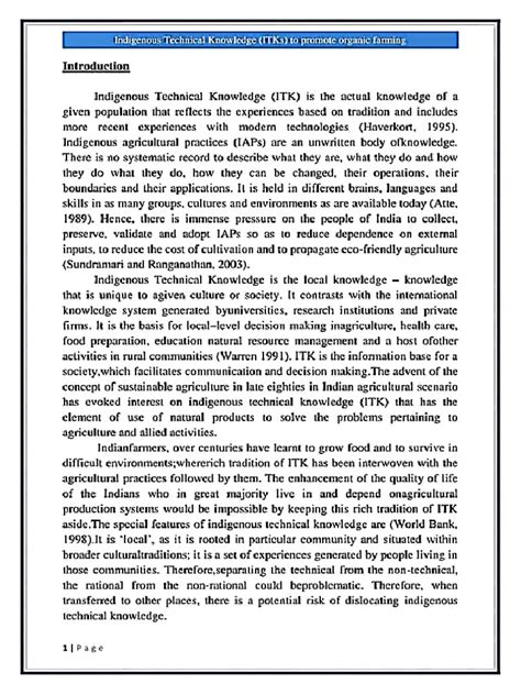 Indigenous Technical Knowledge Pdf
