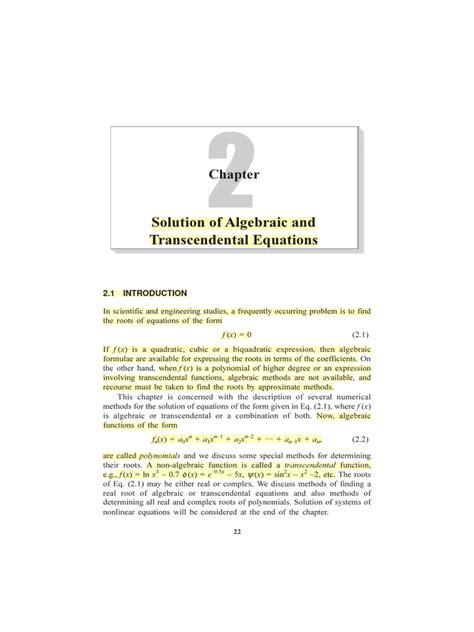Book Chapter 02 Solution Of Algebraic And Transcendental Equations Numerical Methods Pdf