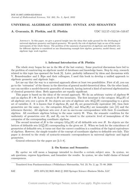 Universal Algebraic Geometry Syntax And Semantics Request Pdf