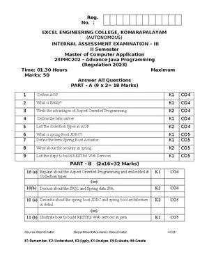 I PG Java Notes PCSC ADVANCED JAVA PROGRAMMING UNIT BASICS OF JAVA Java Basics Review