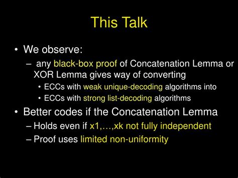 Ppt List Decoding Using The Xor Lemma Powerpoint Presentation Free Download Id 3774864