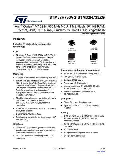 Stm32h733vg 32 Bit Mcu Stmicroelectronics