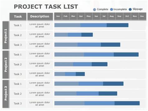 task completion status powerpoint template project management