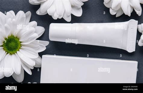 Cream Tube With Daisies Cosmetics Mockup Template Blank Yellow Label